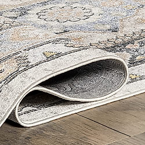 nuLOOM Lesia Persian Medallion Machine Washable Area Rug, 7' 10" x 10', Beige
