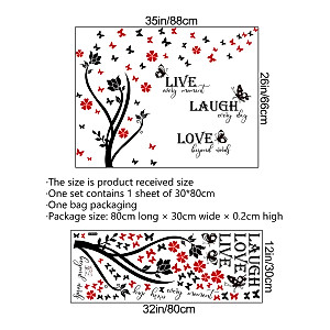 Buiory Laugh Live Love Wall Decals Inspirational Wall Quotes Stickers Vinyl Motivational Affirmation Classroom Wall Art for Bedroom Living Room Decor