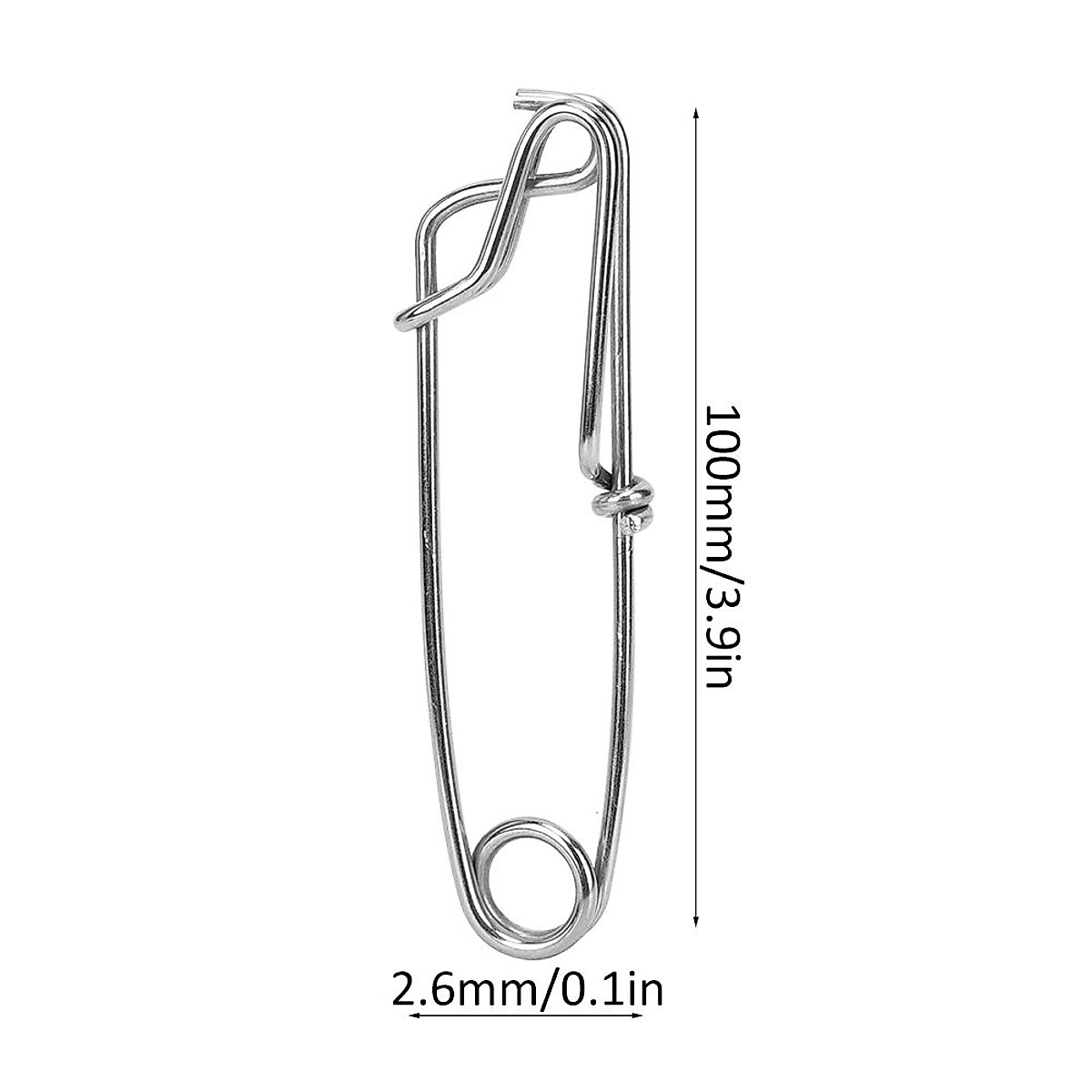 SOONALL 10Pcs Longline Snap Clip, Stainless Steel Long Line Fishing Tuna Clips, Longline Branch Hangers Snap Clip Tuna Clamp Fishing Tackle - 2.6X100mm