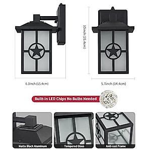 Yisuro Dusk to Dawn Porch Lights Outdoor, Bulb Included, Exterior Lighting Fixtures, Black Wall Sconce Waterproof, Star Outdoor Outside Lighting for Porch House Garage（1 Pack）
