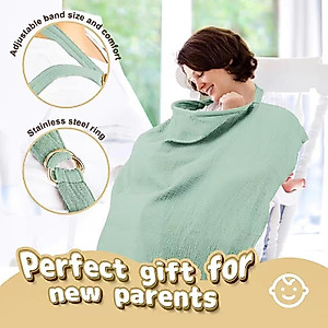 CORATED Nursing Cover for Baby Breastfeeding, Muslin Breathable Breastfeeding Cover Essentials with Rigid Hoop, Multi-use Adjustable Privacy Nursing Apron Cover