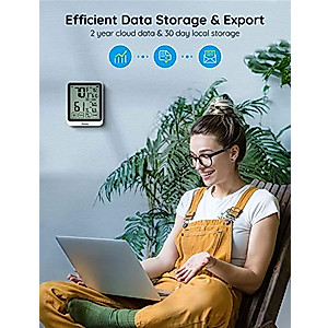 Govee Bluetooth Thermometer Hygrometer with 4.5 Inch Large Backlight LCD Touchscreen, Digital Temperature Humidity Monitor with App Alerts, 2 Years Data Record & Export, for Nursery Room Greenhouse