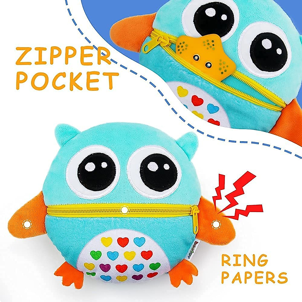 beetoy Sensory Buckle Pillow Zipper Toys for Toddlers 1-3, Toddler Travel Toys for Plane Keep Baby Busy Toys for Autistic Kids - Develop Fine Motor and Problem-Solving Skills