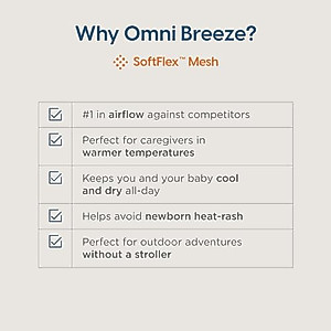 Ergobaby All Carry Positions Breathable Mesh Baby Carrier with Enhanced Lumbar Support & Airflow (7-45 Lb), Omni Breeze, Graphite Grey