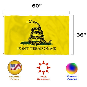 Toland Home Garden 3x5 ft Gadsden Polyester Flag with Brass Grommets and Double Stitched Reinforced Header