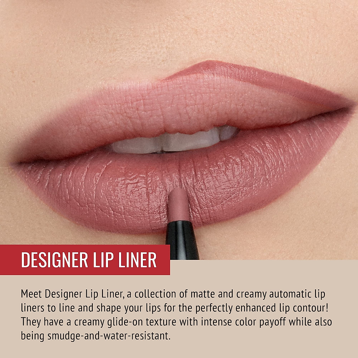 Runway Rogue Designer Liner Lip Pencil, Matte Medium Dusty-Rose Lip-Liner Pencil and Lip-Liner Sharpener, ‘Work It Babe’