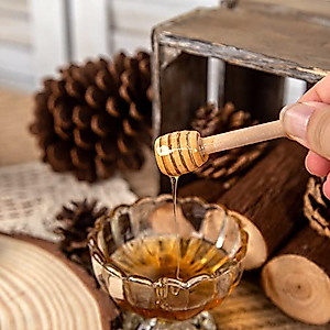 HANSGO Mini Honeycomb Stick, 55 PCS Wooden Honey Dipper Honey Wand Bee Pattern Stirrers for Honey Syrup Jam Viscous Liquid Wedding Party Favors, 3.2 Inches