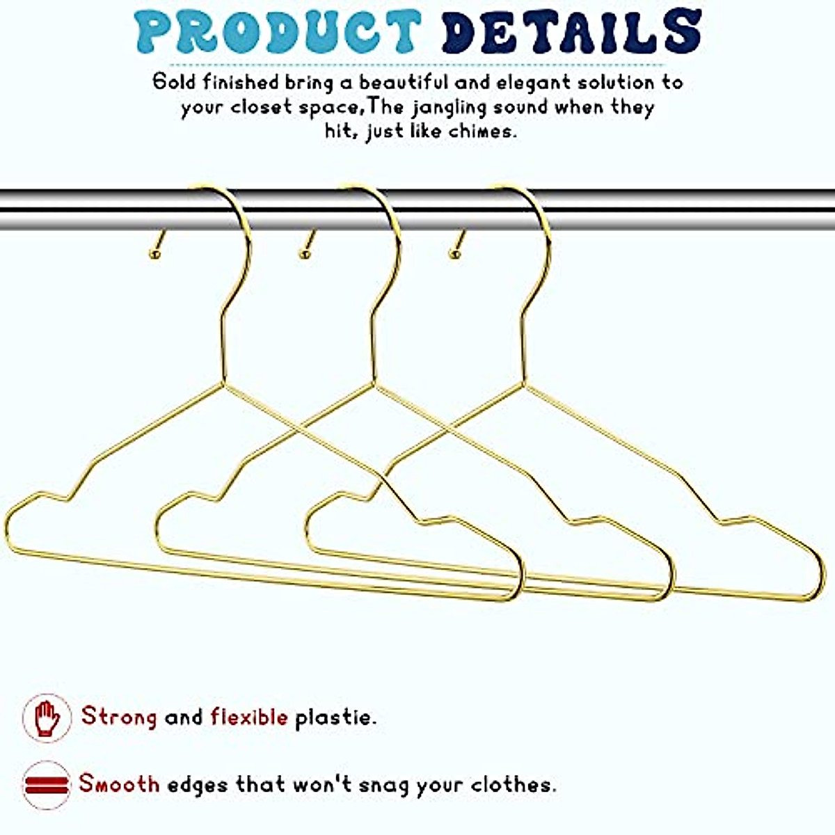Wire Hangers Children's Hangers Strong Metal Children Clothes Hangers for Closet Space Saving Hanger for Hanging Coats Pants Clothes, 12 x 6.5 Inch（Gold, 36 Pcs）