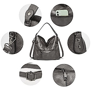 Iblue Hobo Purses and Handbags for Women, Faux Leather Shoulder Bag Large Crossbody Bags with Tassel#1357 (Wine)