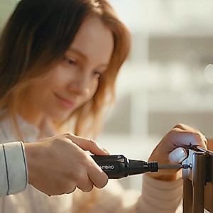 HYBRO Rechargeable Cordless 3.6V Screwdriver Set, Electric and Manual Battery Powered Professional and Home Improvement Tool - Max 10N.m Torque, 4pcs Magnetic Bits, USB Charge, LED Light - H300Q (Red)