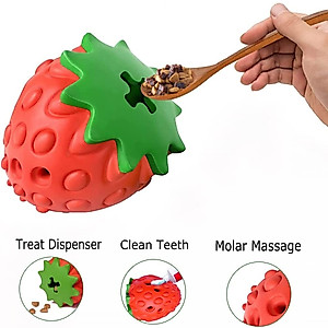 Lumkou Strawberry Dog Toys, Dog Chew Toy for Training and Cleaning, Durable Rubber Dog Toys for Aggressive Chewer, Interactive Tough Teething Toys for Puppy Medium Large Dogs
