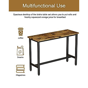 DKLGG Small Bar Table with Stools, Rectangle Bar Table and Chairs Set, Counter Height Tabletop for Breakfast Restaurant Dinner Living Party Room Small Space, 3-Piece Pub Dining Furniture, Bistro Set