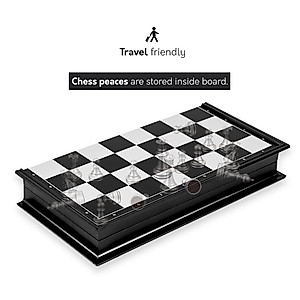 Magnetic Travel Chess Set with Board That Becomes A Storage Compartment – Great Travel Toy Set by Big Mo’s Toys, 2 Players