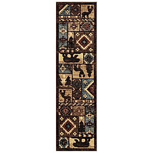 Home Dynamix Buffalo Bear Area Rug, 1'10"x6'10", Brown/ Red, Rectangular