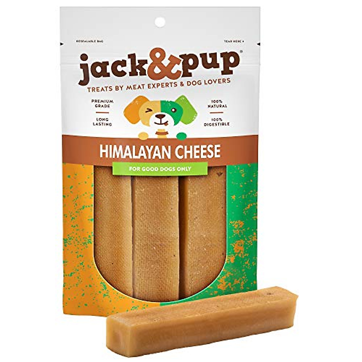 Jack&Pup Himalayan Dog Chew - Large Yak Chews for Dogs (5 Pack) Premium Long Lasting Yak Cheese Dog Treats - Natural Dog Chew Sticks; Excellent Rawhide Alternative (1lb Bag)