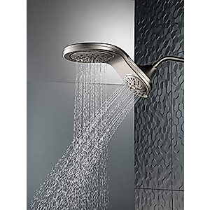 DELTA FAUCET 58581-SS25-PK HydroRain H2Okinetic 5-Setting Two-in-One Shower Head Combo, 2.5 GPM Water Flow, Stainless