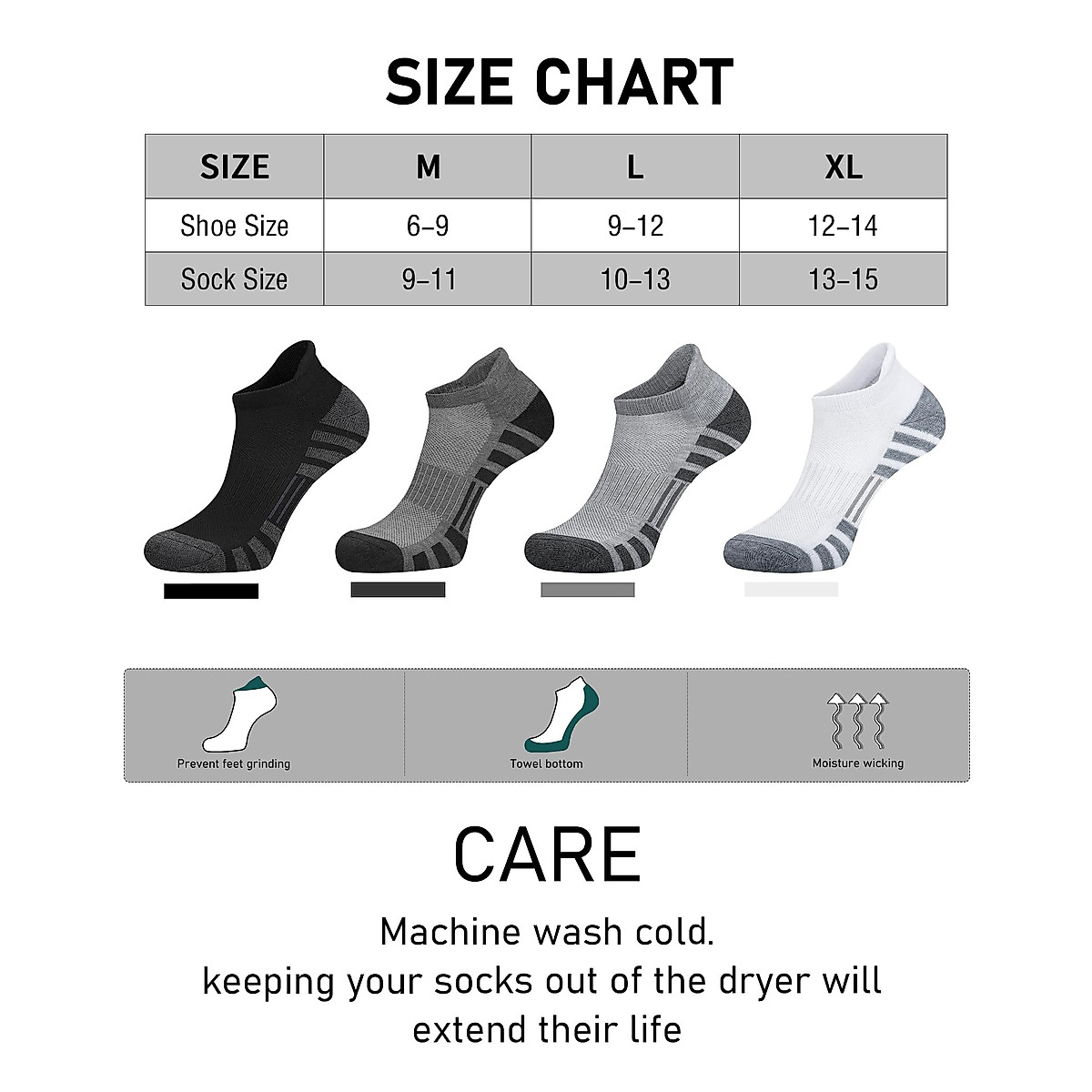 Airacker Ankle Athletic Running Socks Cushioned Breathable Low Cut Sports Tab Socks for Men and Women (6 Pairs)