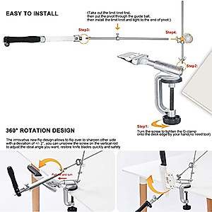 RUIXIN PRO RX-008 Knife Sharpener Kit System with 12 Whetstones, 360° Rotation Flip Design, Fixed-Angle Stainless Steel Professional Chef Kitchen Knife Sharpening Blades Fine Grinding Polishing Tool