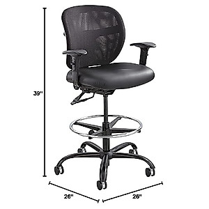 Safco Products Vue Heavy Duty Stool 3394BV, 24-7 Rated, 350 lbs Capacity, Ergonomic Mesh Back, 360° Swivel Seat, 5-Star Base