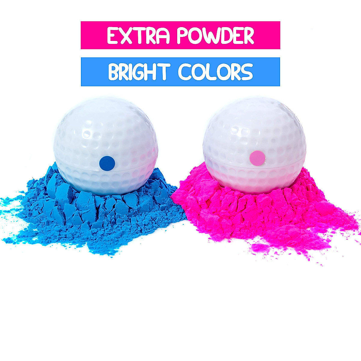 Winsharp Gender Reveal Golf Balls Exploding Golf Ball Set - 2 Balls - 1 Pink & Blue Plus Golf Tees and 20 Pink and 20 Blue Baby Gender Voting Stickers Gender Reveal Decoration Ideas Golf Theme