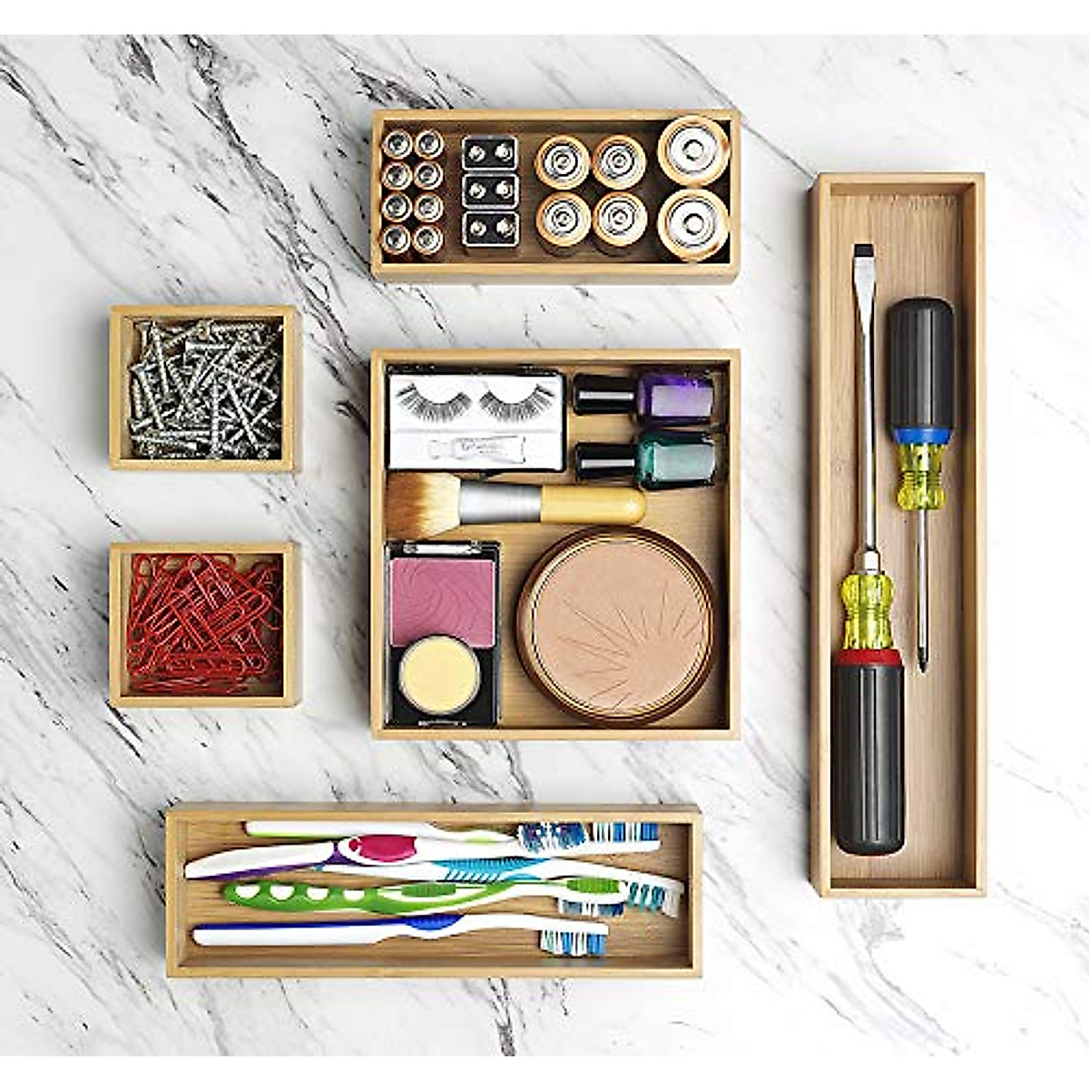 Whitmor 6-Piece Bamboo Drawer Organizers