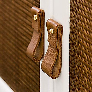 KEYAIIRA - Leather and Brass Drawer Pull - minimal furniture knobs modern kitchen handle pulls for cabinets farm house Scandinavian dresser hardware
