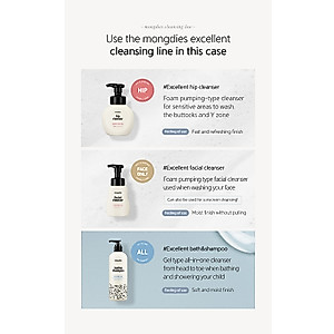 Mongdies Baby Bath&Shampoo-Moisturizing & Hydrating solutions for sensitive and delicate skin, Excellent grade in German Derma Test, All ingredients of EWG Green Level, Natural Fragrance -400ml