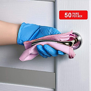 Disposable 100% Nitrile Exam Gloves - 5.5 Mil-Thick -Latex Free Powder Free, Food Safe, Medical grade Gloves - Provides Allergy Protection and Keeps Hands Clean -Blue (Medium)