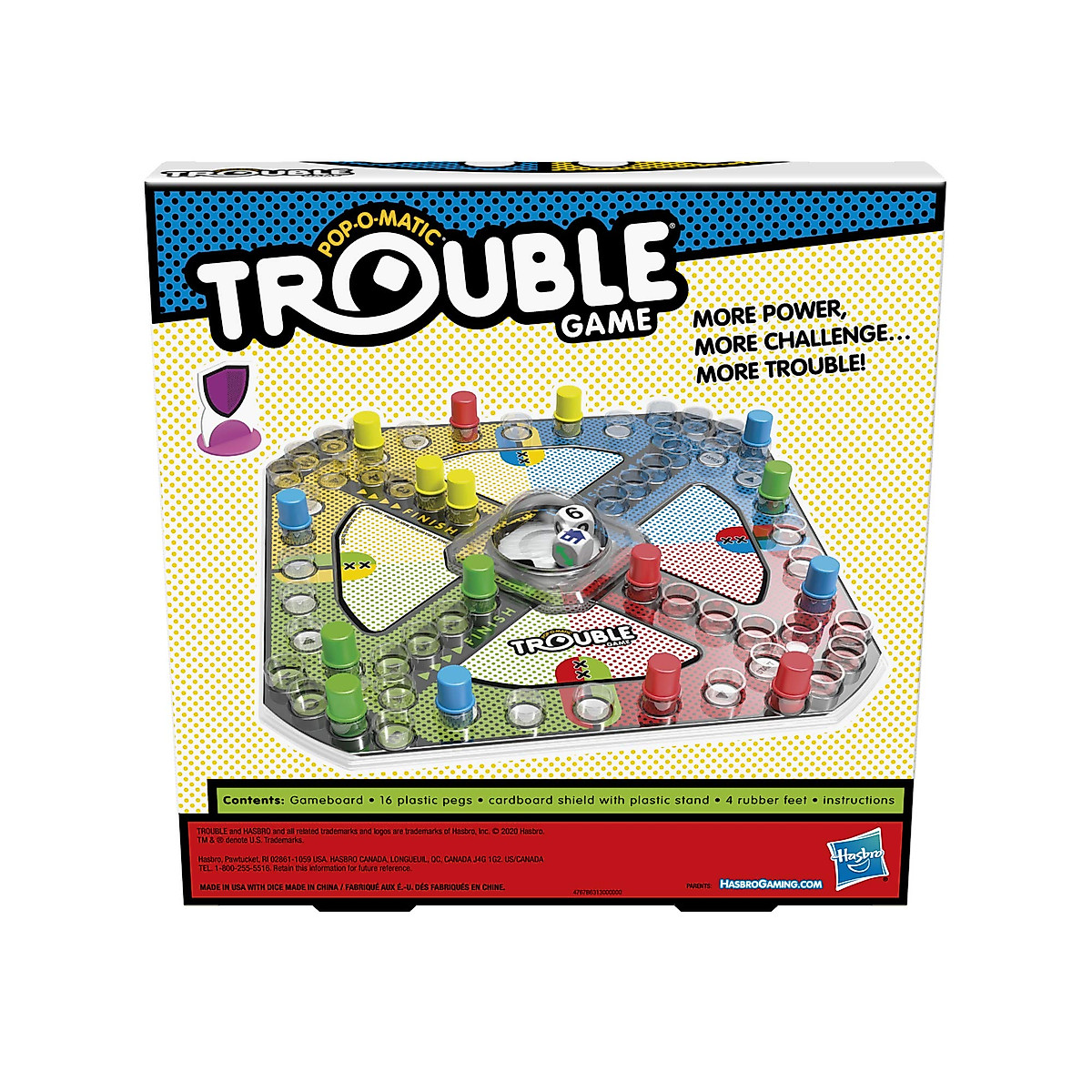 Hasbro Gaming Trouble Board Game, Includes Bonus Power Die and Shield, Family Game for 2-4 Players, Ages 5 and Up (Amazon Exclusive)