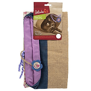 Petlinks Flower Sack Crinkle Hideout Cat Toy - Brown/Blue, One Size
