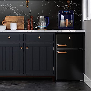 JOY Kitchen JR31TBKE10 2-Door Mini Fridge with Freezer Adjustable Thermostat, Low Noise, Energy-Efficient, Compact Refrigerator for Dorm, Office, Bedroom, 3.1 Cu Ft, Black