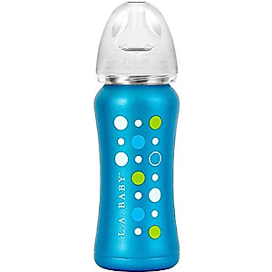 Ultimate Stainless Steel Baby Bottle 9oz Insulated Baby Bottle | Insulate Milk for 10+ Hours | Non-Toxic Food-Grade Stainless Steel & Food-Grade Silicone Slow Flow Nipple | Leak-Free Design - Blue