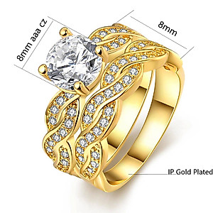 ringheart Couple Rings Matching Ring 1.5ct CZ Gold Plated Women Wedding Ring Sets for Him and Her His Her Ring Sets