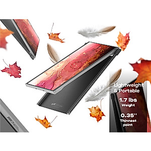 Duex Max Grey Portable Monitor with Adhesive, New Mobile Pixels 14.1" Full HD 1080P IPS Auto Rotated Laptop Screen Extender, USB A/Type-C USB Powered Plug and Play (1 Max Grey and 12* Adhesive)