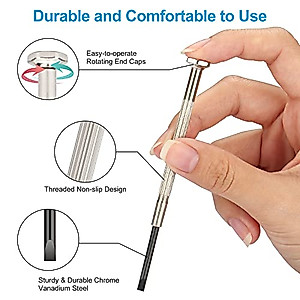 Meet Beauty 7PCS Mini Screwdriver Set, Sturdy Small Screwdriver Sets with Case, 4 Flathead, 2 Phillips, 1 Keychain Precision Screwdriver, Suitable For Eyeglass, Toys, Watch Repair