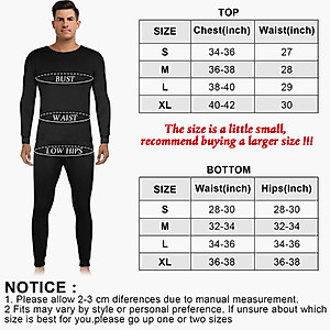 3 Sets Thermal Underwear for Men Soft Long Underwear Base Layer Thermals Fleece Warm Lined Top Bottom for Winter Cold Weather (XL)