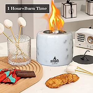 Tabletop Fire Pit, Marble Mini fire Pit, Indoor Outdoor Portable Fire Pit Bowl, Clean Burning Real Flame for Patio Balcony Fire Pit Bowl