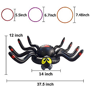 Dokeawo Halloween Ring Toss Game Inflatable Spider Halloween Party Games Holiday Children Inflatable Toys Ring with 10pcs Rings