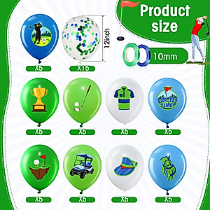 Capoda 60 Pcs Golf Theme Party Decoration 12 Inch Golf Balloons Bulk Golf Navy Blue Green White Latex Balloons Confetti Balloons with 2 Ribbons for Kids Golf Sport Birthday Party Decor Supplies