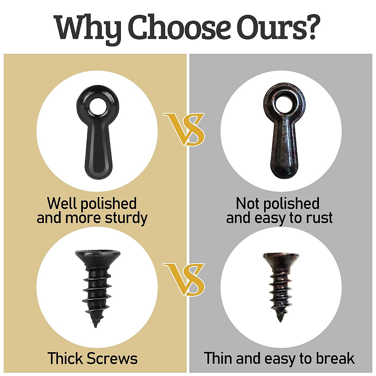 Picture Frame Turn Button Fasteners Set, 100 PCS Picture Frame Backing Clips Photo Frame Hardware Clips with 100 Pieces Screws for Hanging Pictures, Photos, Drawing by PinCute (Black)