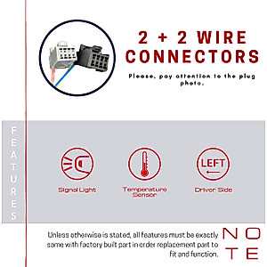 Spieg CH1320417 Driver Side Mirror for 2014-2021 Ram Promaster 1500 2500 3500 | Left Side View Mirror Assembly Manual Adjustment Non-Heated Turn Signal Light Temp Sensor | Textured Black Cover 4 Pins
