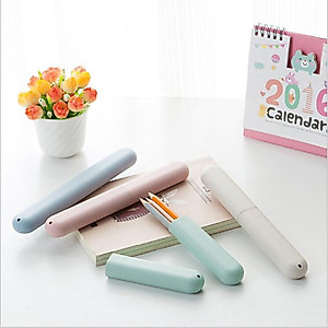 4Pcs Travel Toothbrush Holder - Wheat Straw Toothbrush Travel Case Portable Toothbrush Holders for Camping, Business Trip, Home - Toothbrush Case for Traveling Kit Toothbrush Holder Set