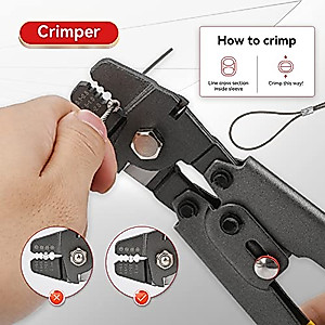 CENYB Up To 2.2mm（3/64 1/16 5/64 Inch） Teflon Coating Anti-Rust and Anti-Corrosion Wire Rope Crimper Fishing Crimping Tool