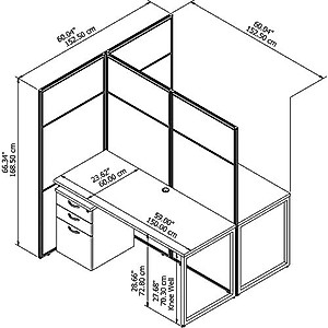 Bush Business Furniture Easy Office 2 Person Cubicle Desk with File Cabinets and 66H Panels, 60Wx60H, Mocha Cherry
