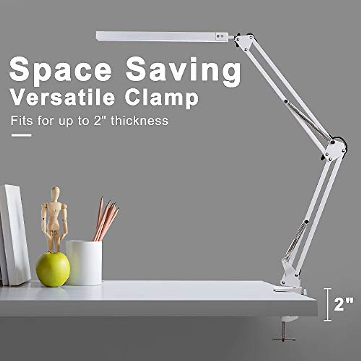 LED Desk Lamp with Clamp, 3 Color Modes Architect Modern Swing Arm Lamp Desk Light, Dimmable Eye-Care Table Light, Memory Function, Task, Study, Reading, Work, Craft, Sewing, Drafting, Home Office 10W