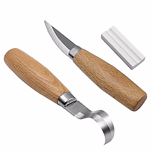 Wood Carving Knife Set - 2 PCS Woodworking Wood Carving Chisel Set with White Sharpening Stone - Gouges Woodworking Chisels for Hobbyists, Beginners and Professionals