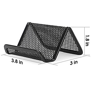MaxGear Mesh Business Card Holder Stand Metal Business Card Stand for Desk Office Business Card Display with 50 Name Card Capacity 6 Pack Black
