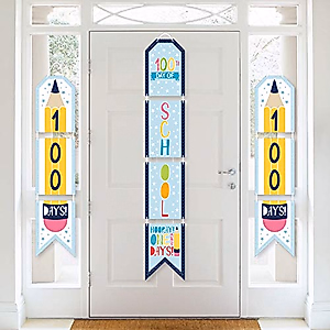 Big Dot of Happiness Happy 100th Day of School - Hanging Vertical Paper Door Banners - 100 Days Party Wall Decoration Kit - Indoor Door Decor