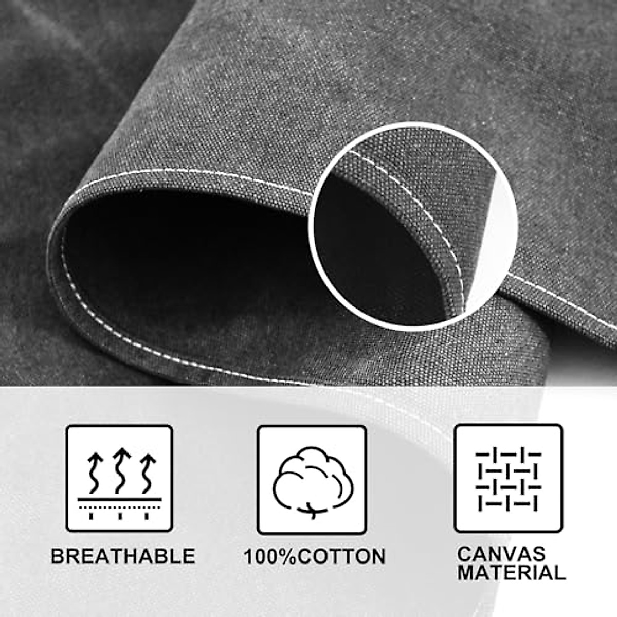 OUNLEN Chef Apron for Men Women Canvas Aprons with 3 Pockets Cross Back Resistant Work Apron for Cooking Grilling Baking BBQ Barber Kitchen (Black)