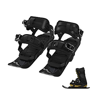 Skiskates - Short Mini Ski Skates for Snow | Skating Skis Snowblades Skiboards | Ice Skates for Snow | Shortest Skis Ever (Black | for Snowboard Boots)